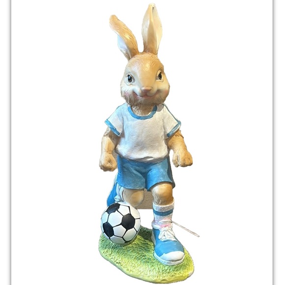 Holiday | Cute Easter Bunny Playing Soccer New Figurine 135 Tall | Poshmark